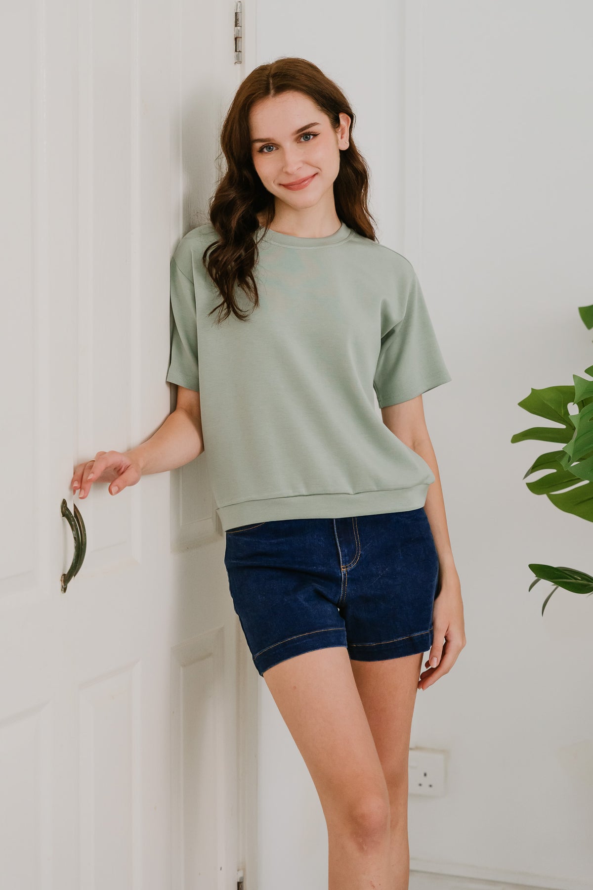 Core Essentials Boxy Tee in Sage - First Stitch