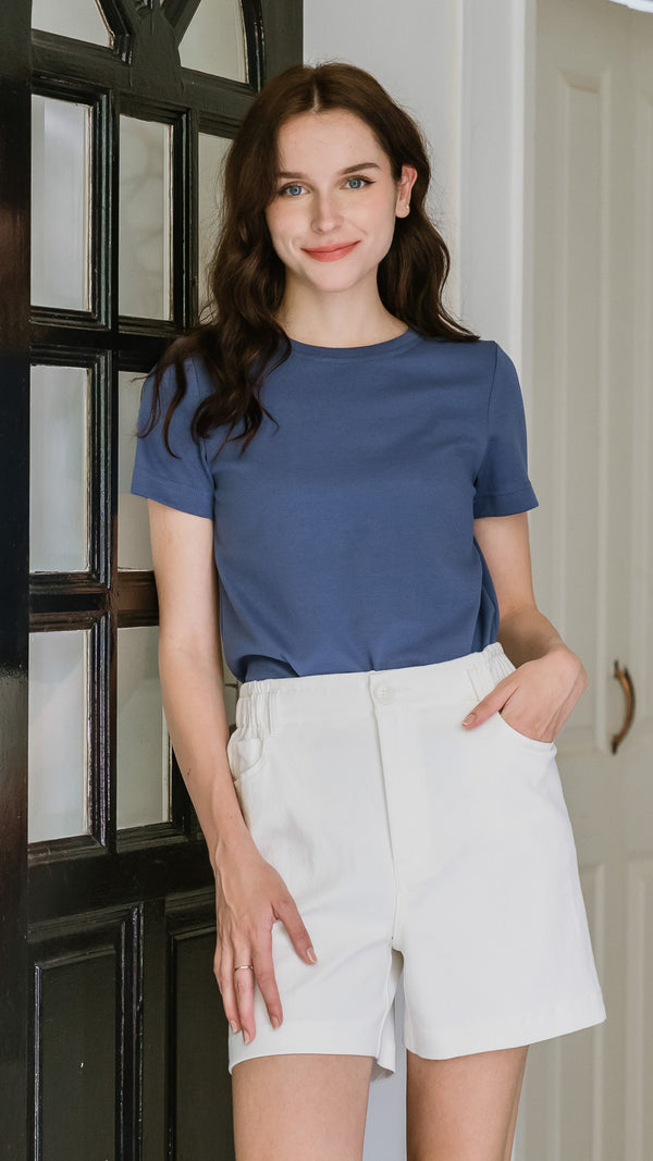 Core Essentials Basic Tee in Dusty Blue [ONLINE ONLY] - First Stitch