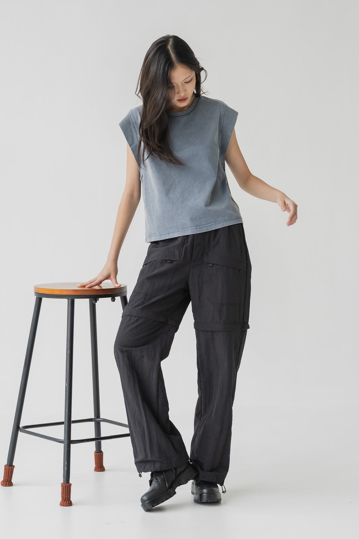 Two-Way Nylon Utility Pants/Berms in Black – First Stitch