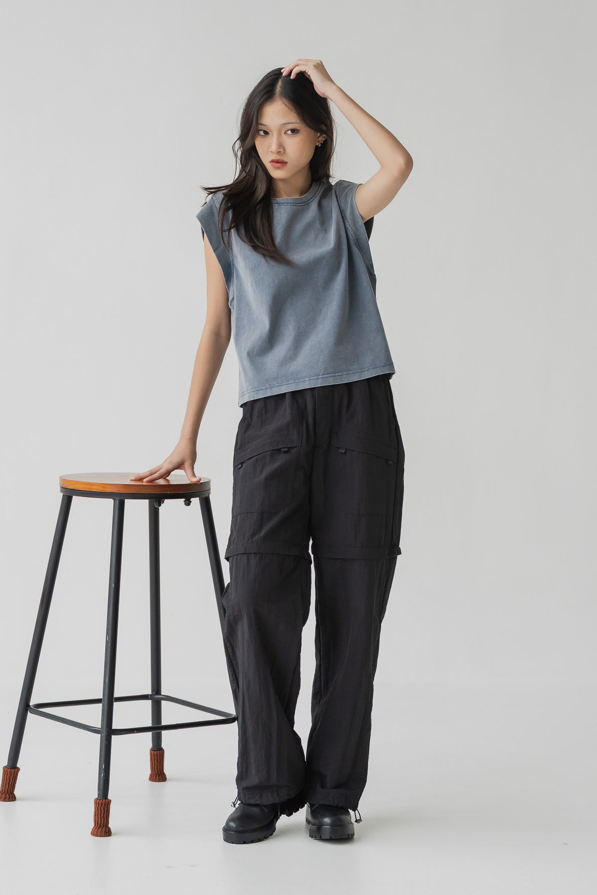 Two-Way Nylon Utility Pants/Berms in Black – First Stitch