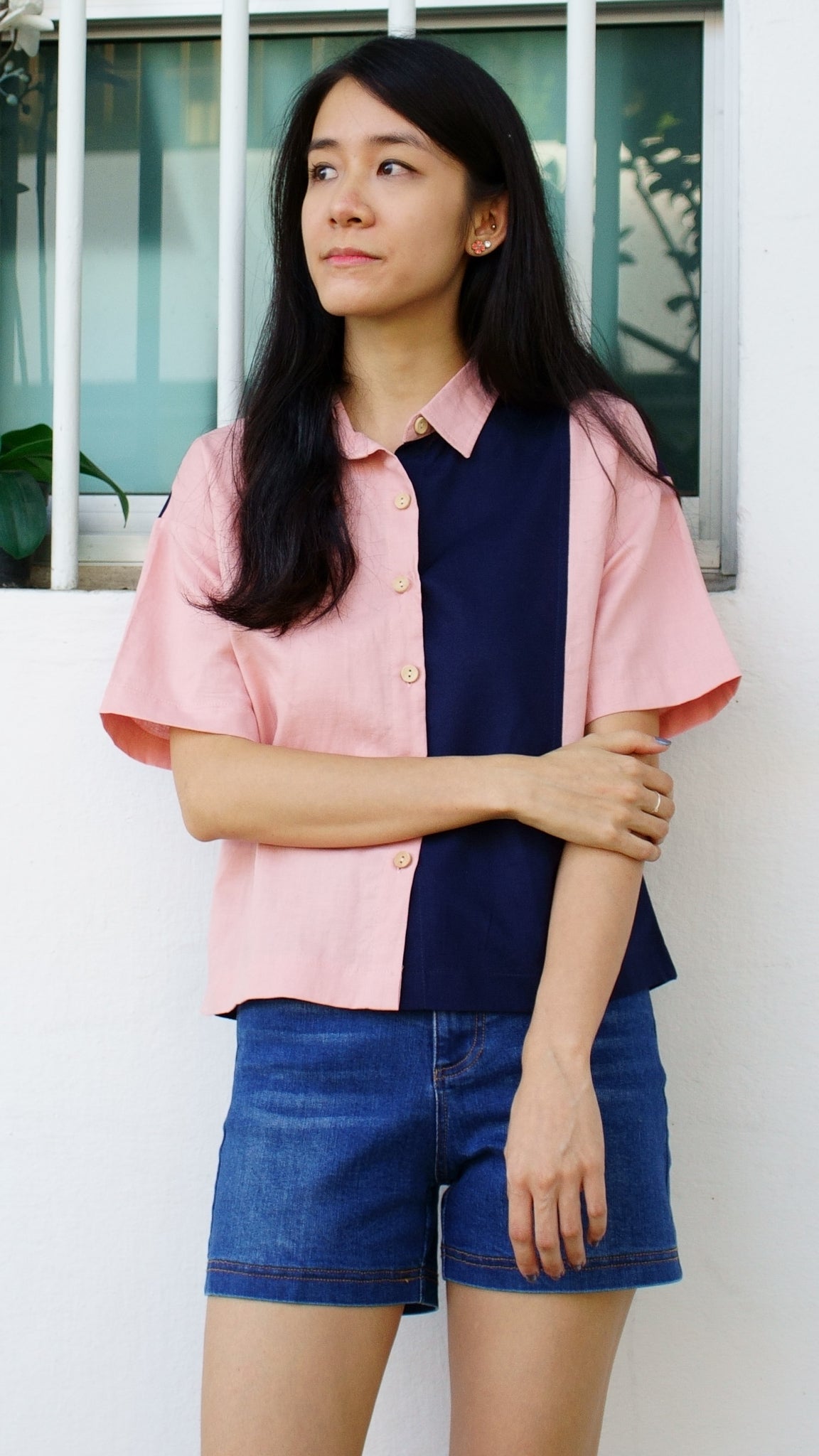Lexi Colour Block Linen Shirt [ONLINE ONLY] - First Stitch
