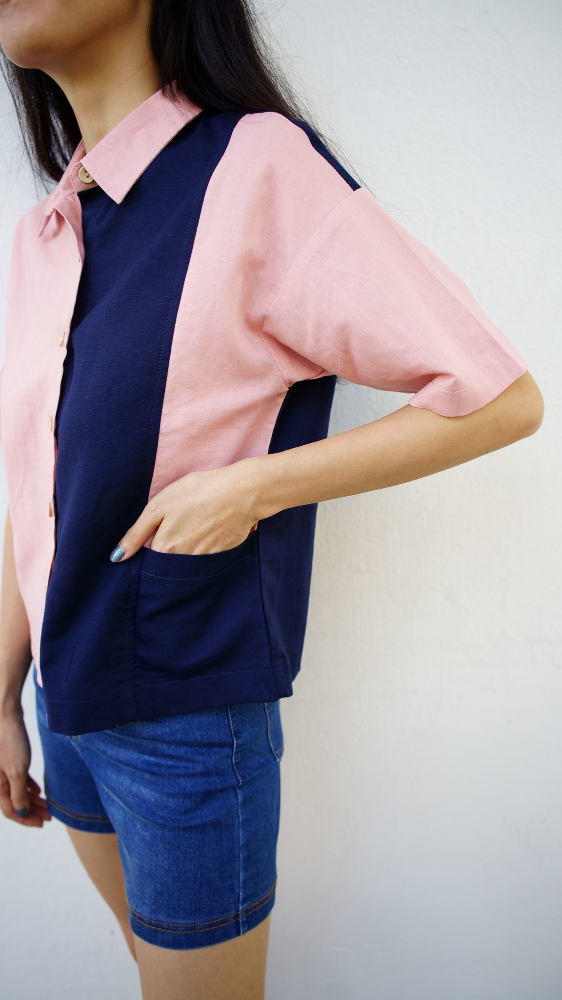 Lexi Colour Block Linen Shirt [ONLINE ONLY] - First Stitch