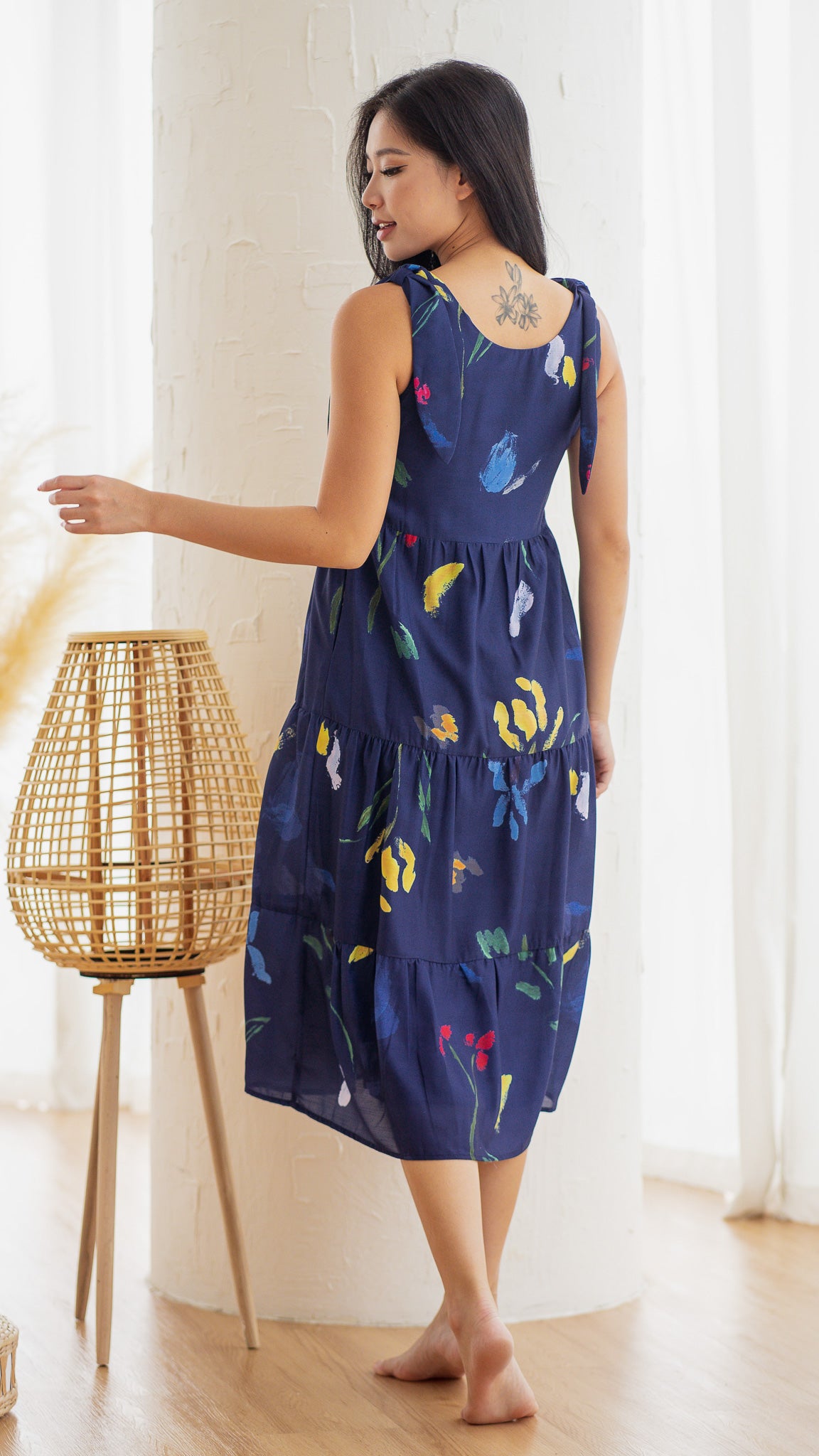 Wildflowers Tiered Two-Way Dress in Navy [ONLINE ONLY] - First Stitch