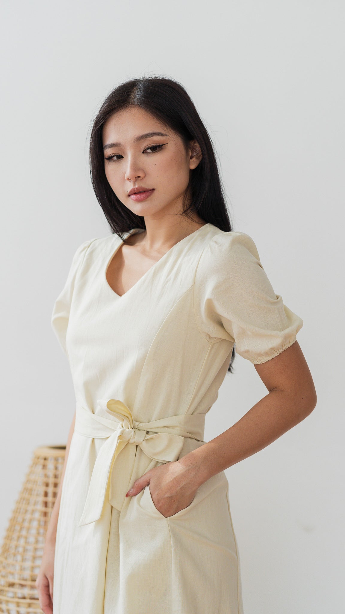 Joy Of Spring Linen Midi Dress in Beige [ONLINE ONLY] - First Stitch