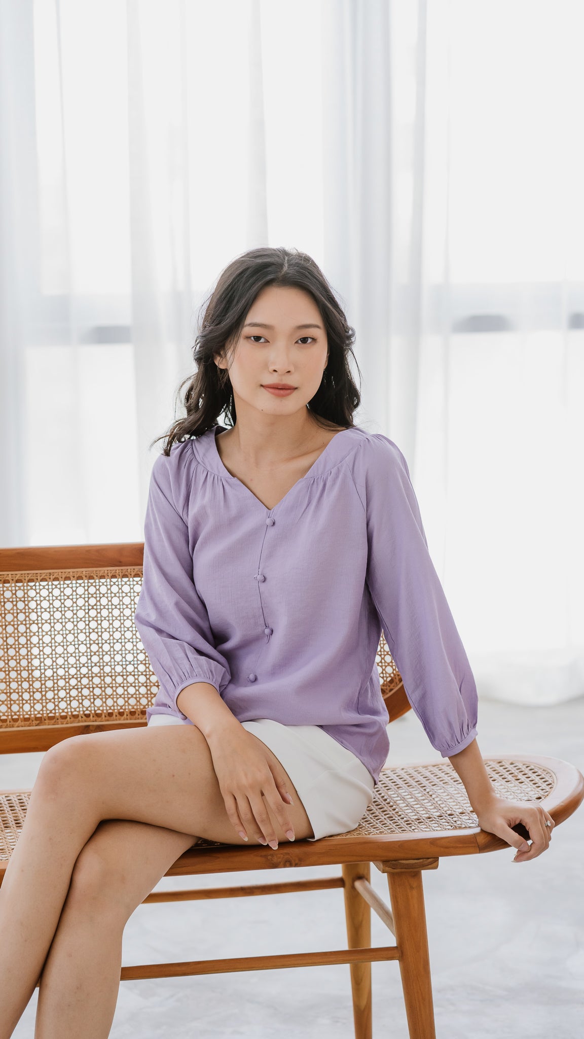 Desiree Textured Loosefit Blouse in Lilac [ONLINE ONLY] – First Stitch